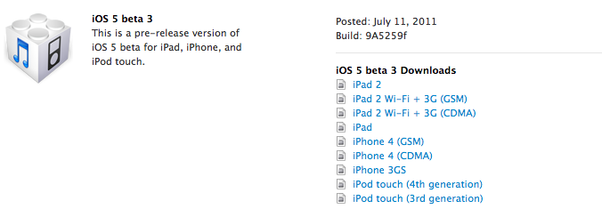Apple seeds iOS 5 beta 3, iTunes 10.5 beta 3, Xcode 4.2 Preview 3, Xcode 4.1 GM to developers ...