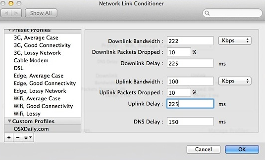 New in OS X Lion: "Network Link Conditioner" utility lets you simulate internet and bandwidth ...