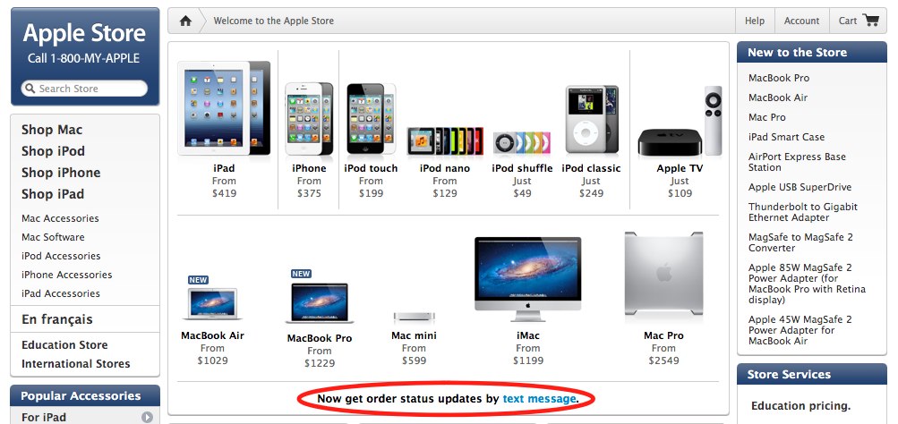 Apple online store adds text message notifications for order status ...