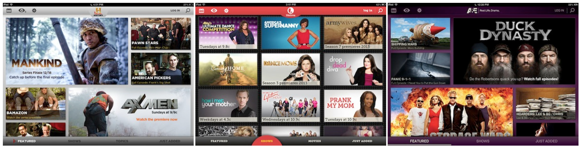 A&E, HISTORY, and Lifetime launch iPad apps with full episodes ...