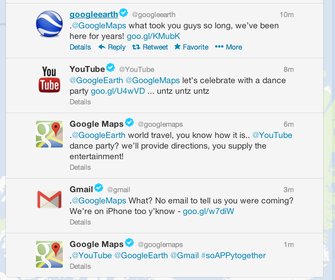 Google's Twitter accounts celebrate Google Maps' entry to iOS - 9to5Mac