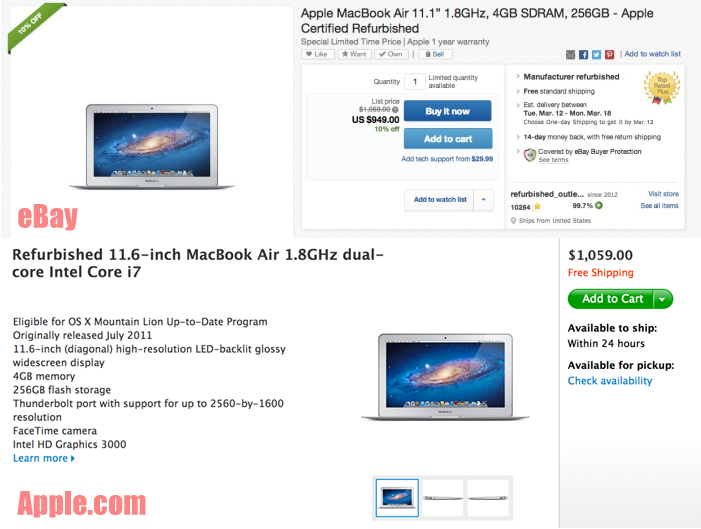 Apple's eBay store offers significantly better deals on Apple.com ...