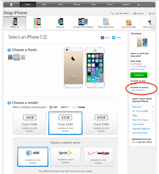 iPhone 5s now available for immediate in-store pickup in some Apple ...