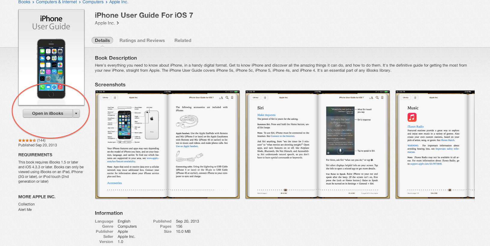 "Open in iBooks" button in Mountain Lion iTunes further indicates ...