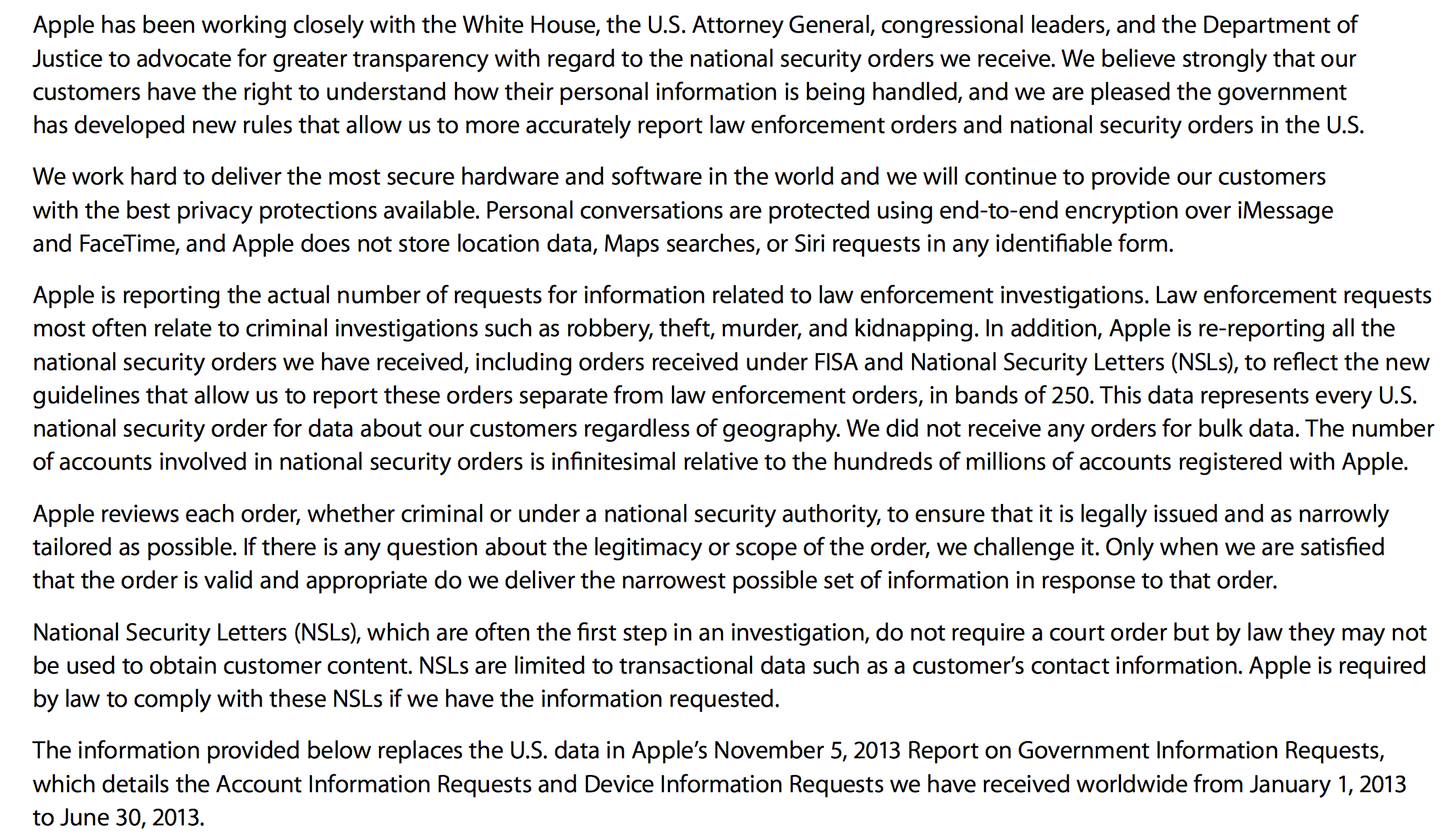 Apple provides update on government requests as tech companies reach ...