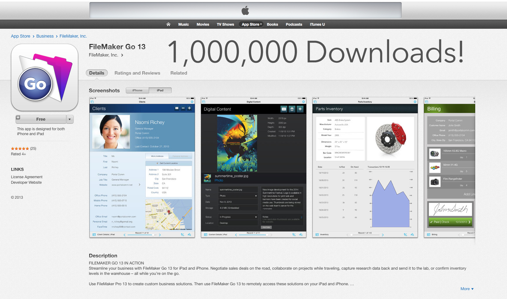 Apple subsidiary FileMaker passes 1 million downloads of iOS app on App ...