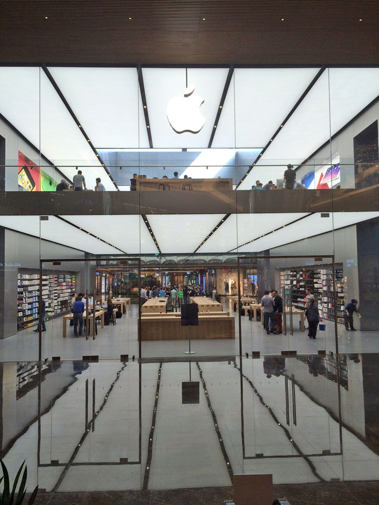 Covers removed from first Apple Store in Turkey, showing a mostly-glass ...