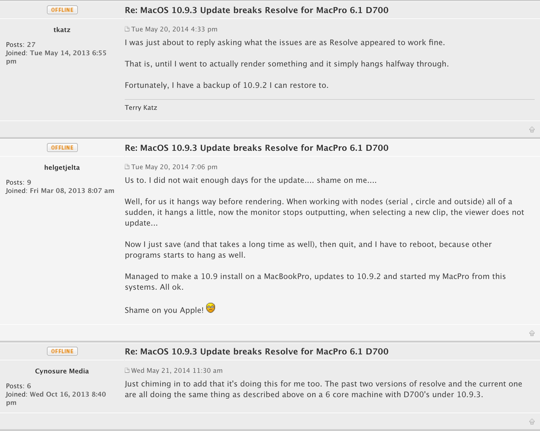 OS X 10.9.3 breaking Mac Pro graphics card compatibility with critical ...