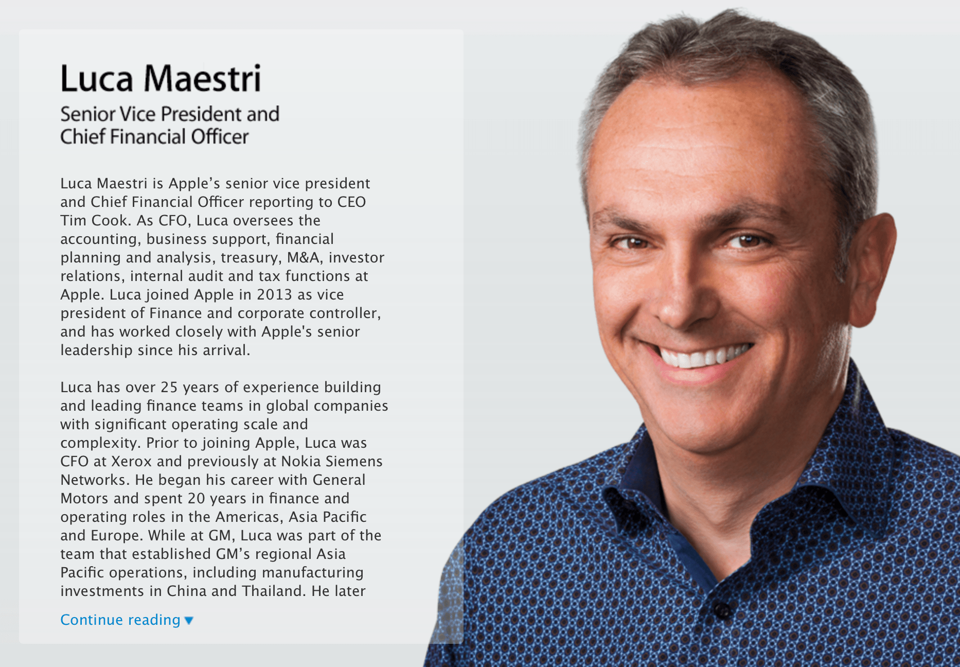 New Apple CFO Luca Maestri gets his profile on Apple's website - 9to5Mac