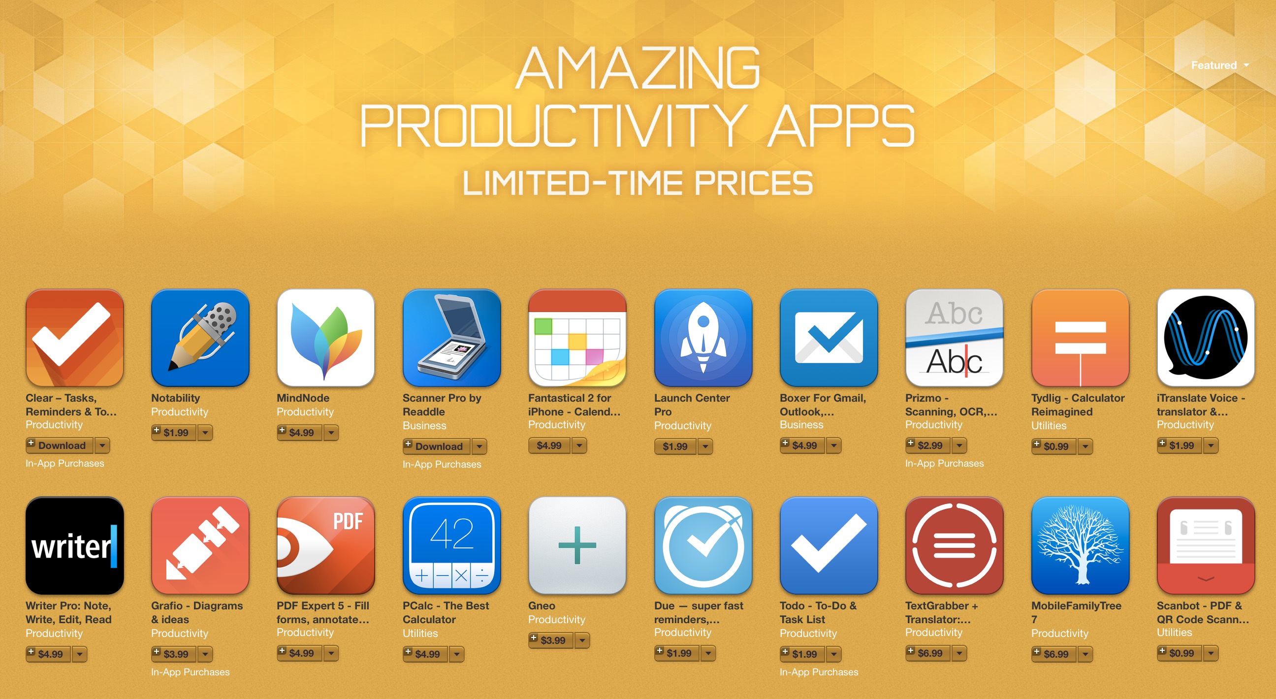 Apple runs limited-time sale on 20 popular 'Amazing Productivity Apps ...