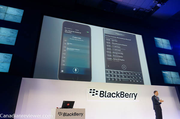 BlackBerry compares its new Passport phone to iPhone 6 on stage ...
