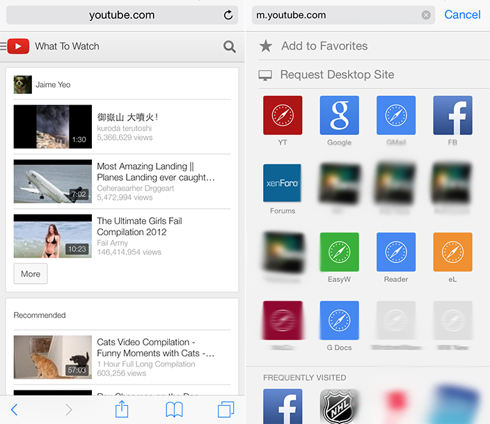 PSA: Safari's 'Request Desktop Site' Feature on iOS 8 Bypasses YouTube ...