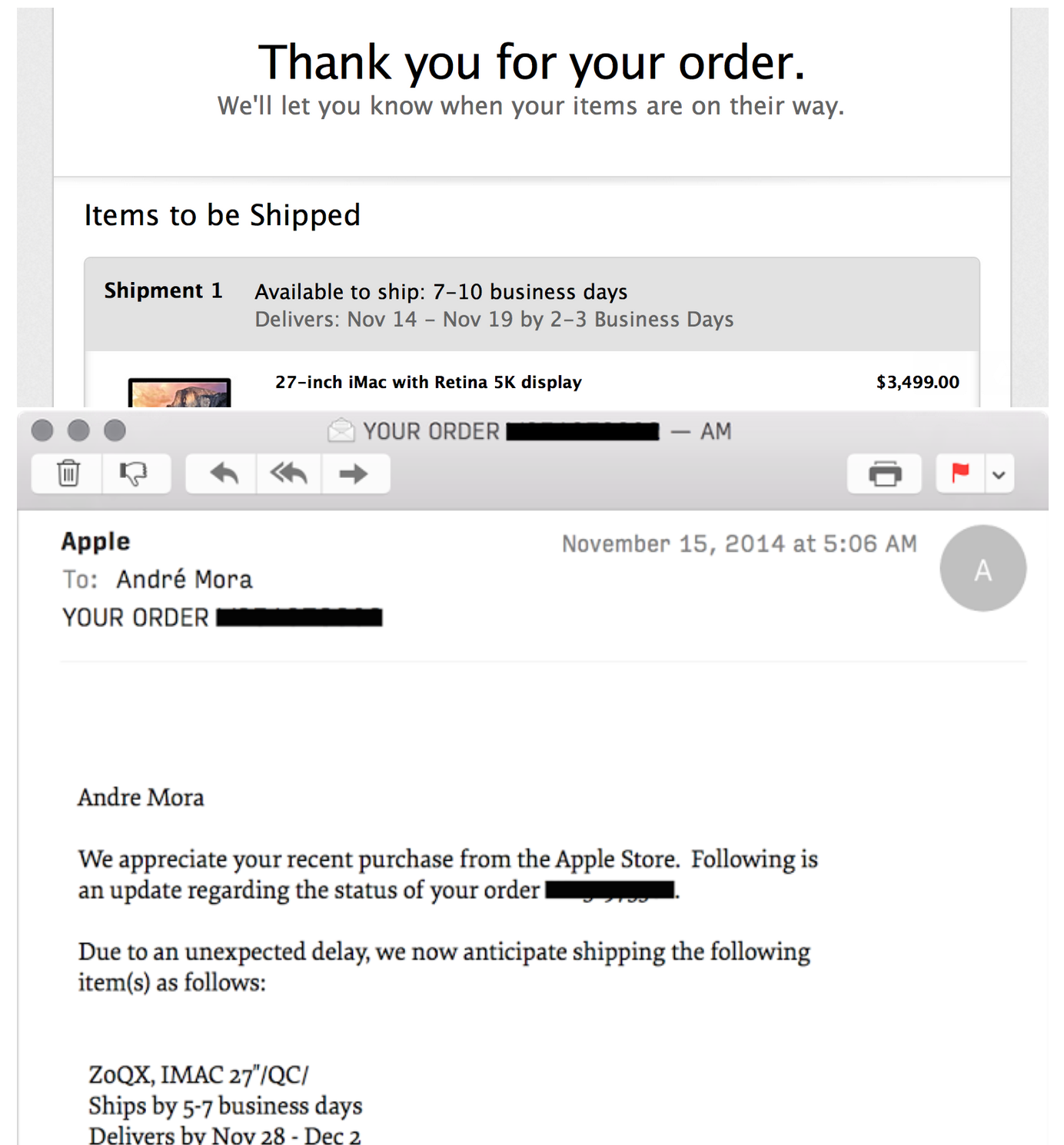 Apple informing some Retina iMac orders of ‘unexpected delays ...