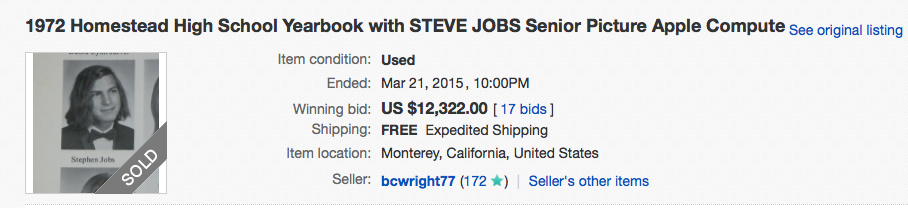 Steve Jobs's high school yearbook sells for more than $12,000 on eBay ...
