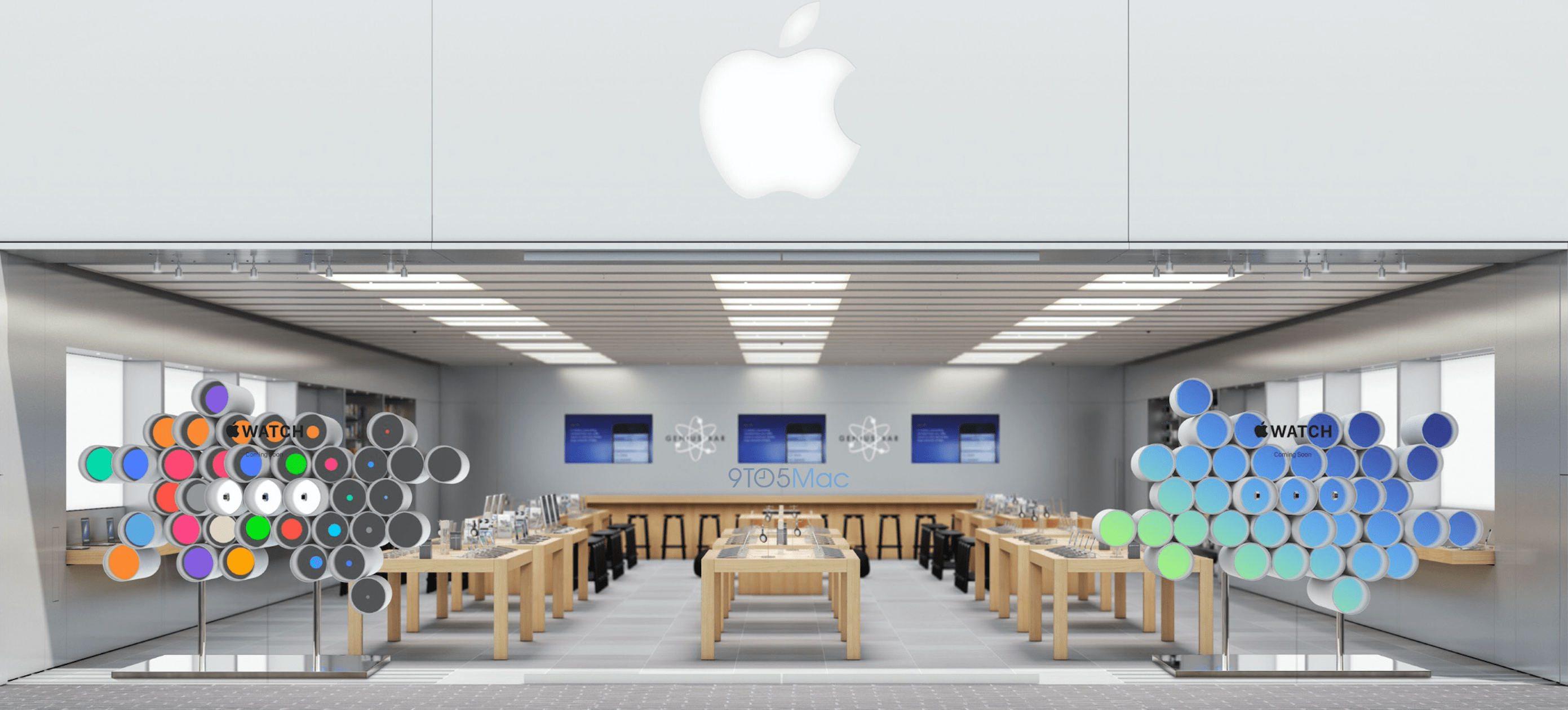 New Apple Store front display for Apple Watch, new gold model details ...