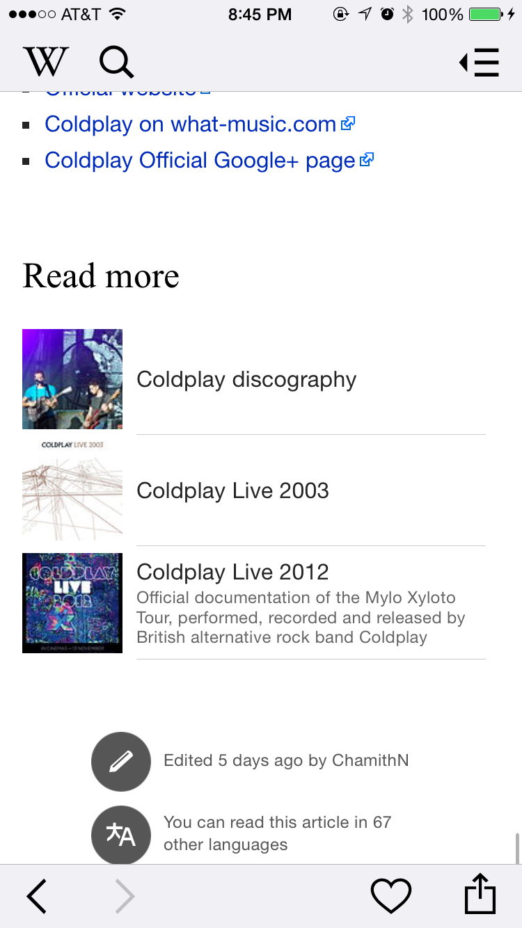 Wikipedia for iOS updated w/ design tweaks, ability to share facts as ...