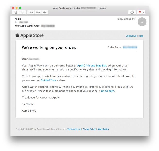 Apple notifying early Apple Watch pre-order customers of order progress ...