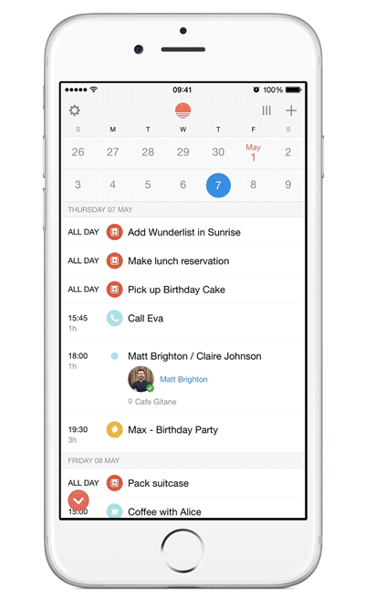 Sunrise Calendar now integrates Wunderlist tasks right into the daily ...