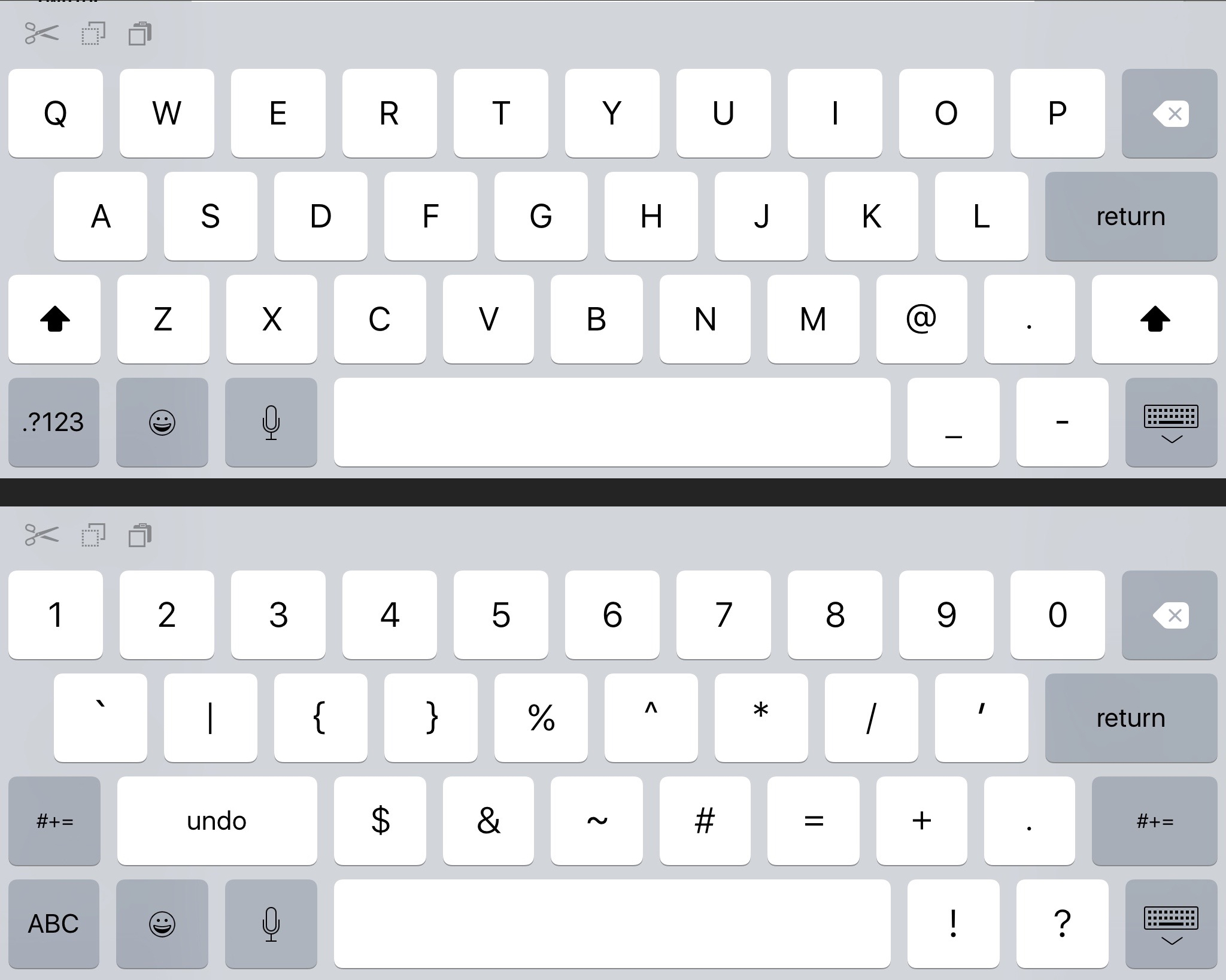 iOS 9 iPad keyboard adds keys & symbols at bigger screen resolutions ...