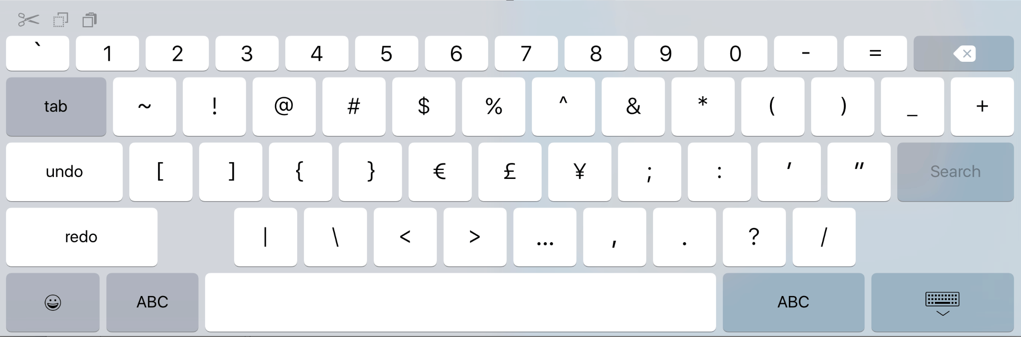iOS 9 iPad keyboard adds keys & symbols at bigger screen resolutions ...