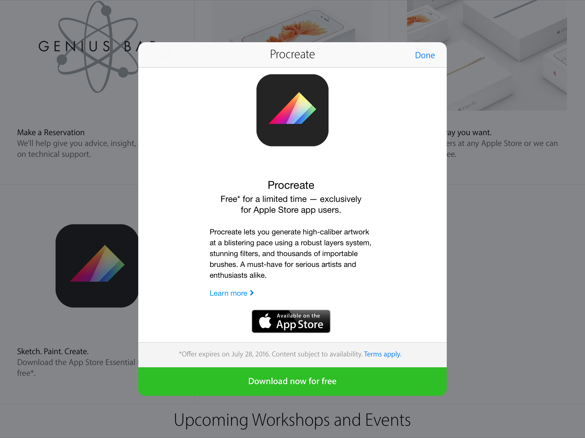 Apple offering free download of sketching app Procreate via Apple Store ...