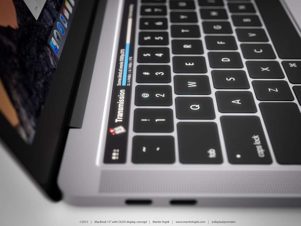 MacBook OLED bar concept with multiple USB-C ports & monster trackpad ...