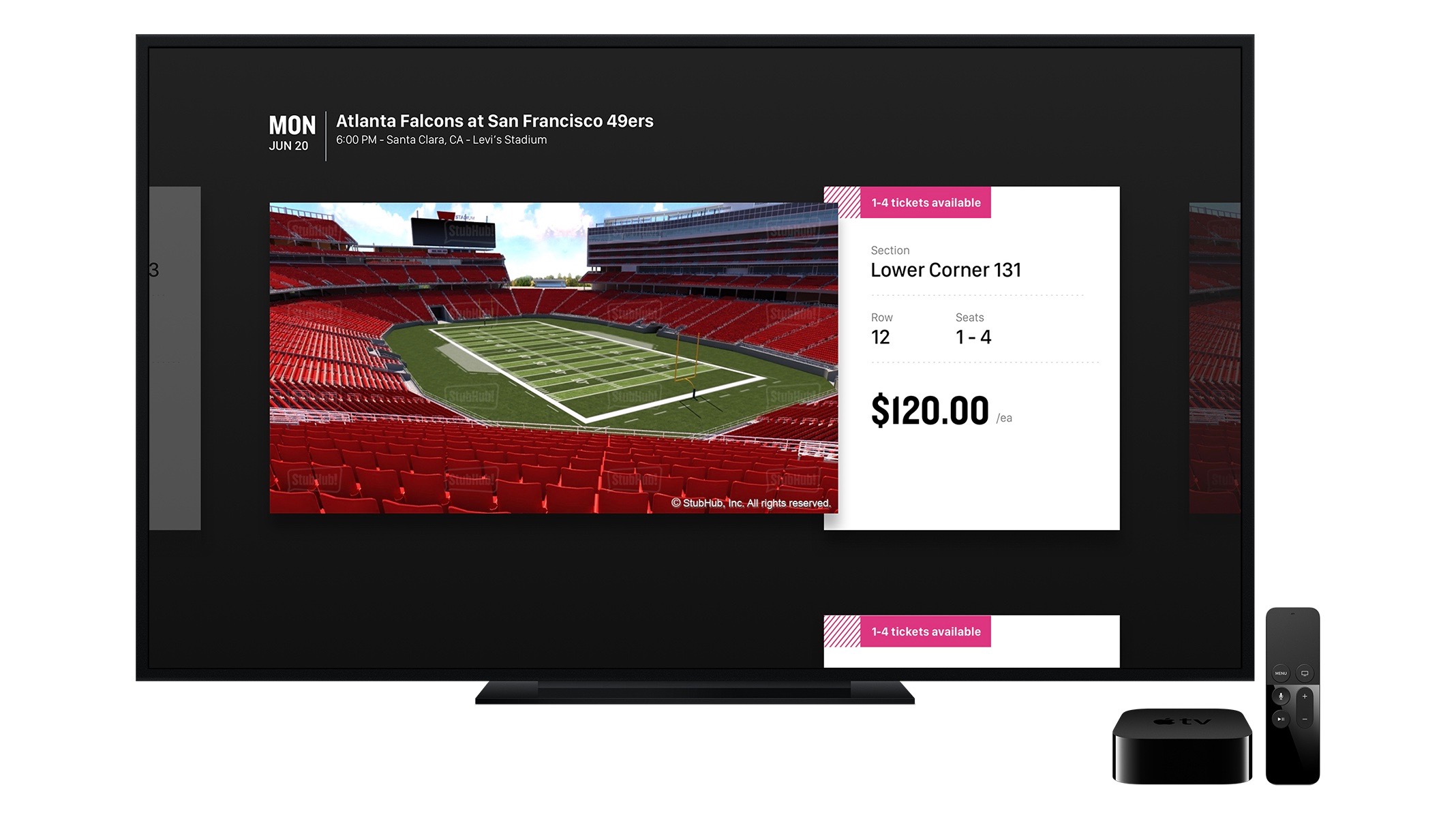 StubHub ticketing app lands on Apple TV with rich visuals and seat ...