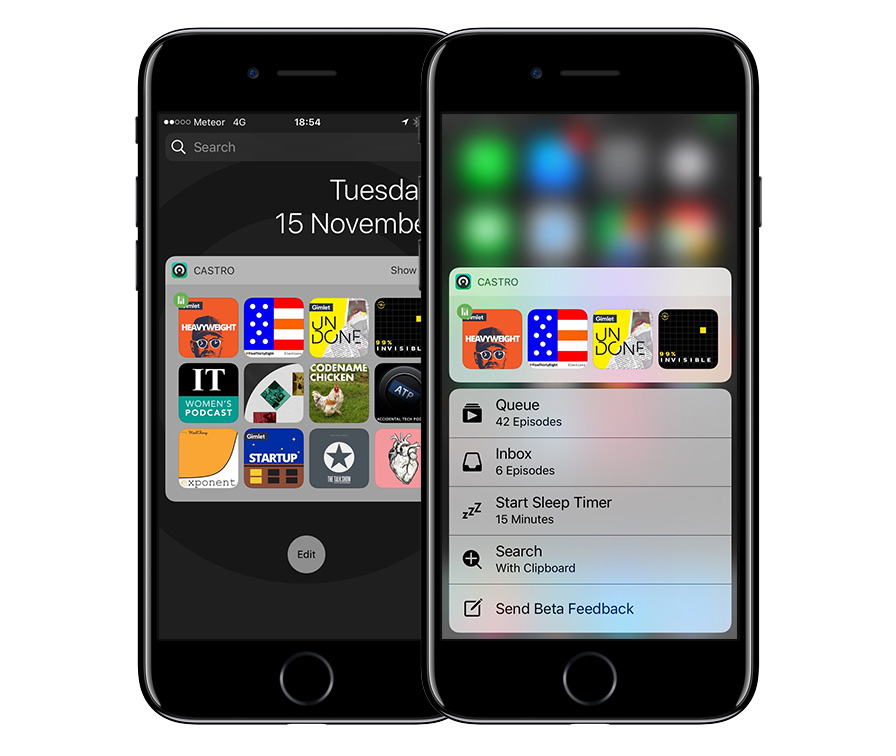 Castro podcast player app adds CarPlay, iOS 10 widget, 3D Touch Quick ...