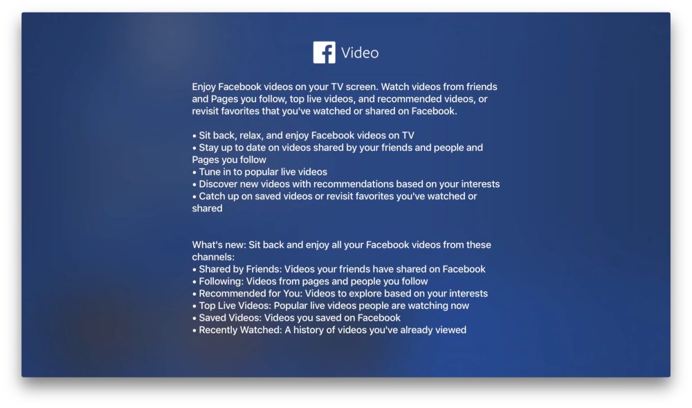 Facebook officially releases new Video app for fourth-gen Apple TV ...