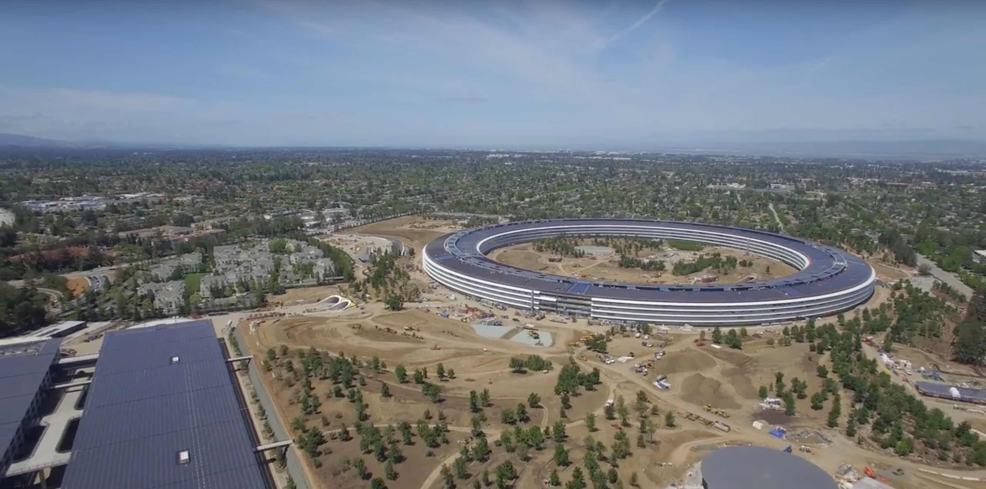 Latest drone footage shows work continues on Apple Park as April draws ...