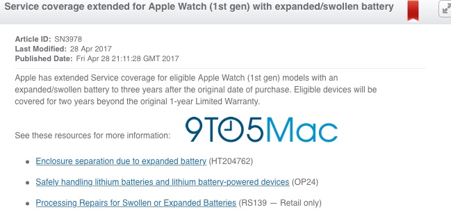 Apple extends repair coverage to 3 years for Apple Watch (1st gen) w ...