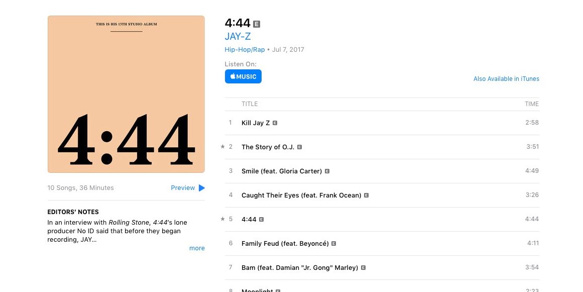 Jay-Z's '4:44' album now available on Apple Music as Kanye West ...