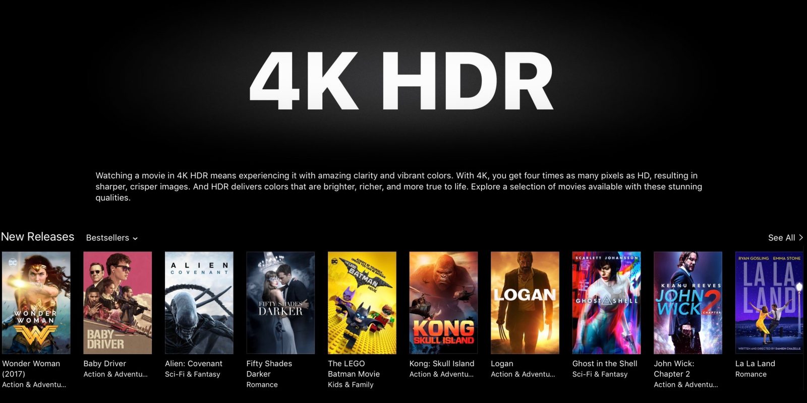 Apple showcasing 4K HDR movies with new featured section in iTunes ...