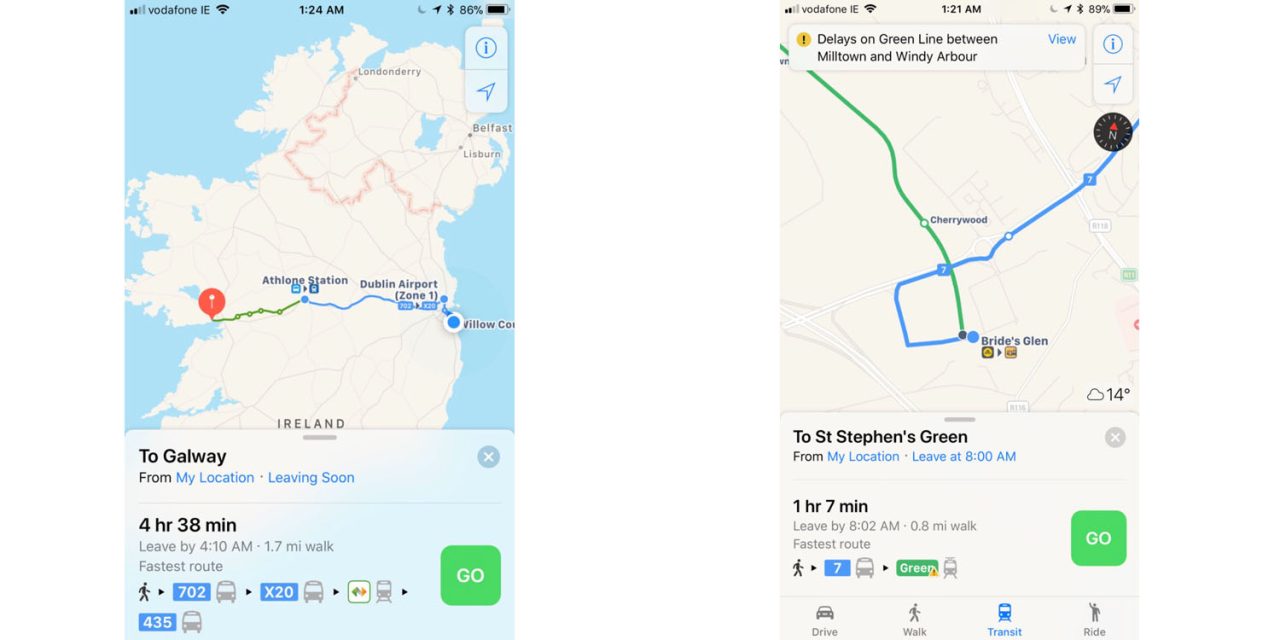 Apple Maps now offers public transit directions for Ireland - 9to5Mac