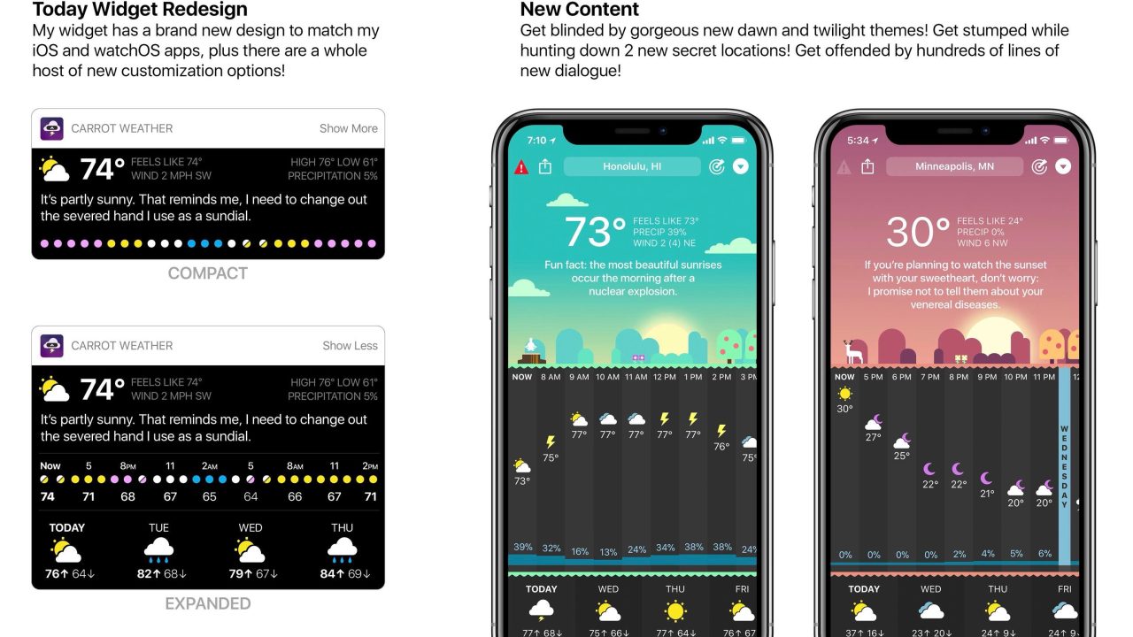 CARROT Weather update brings redesigned widget, new snarky content, and ...