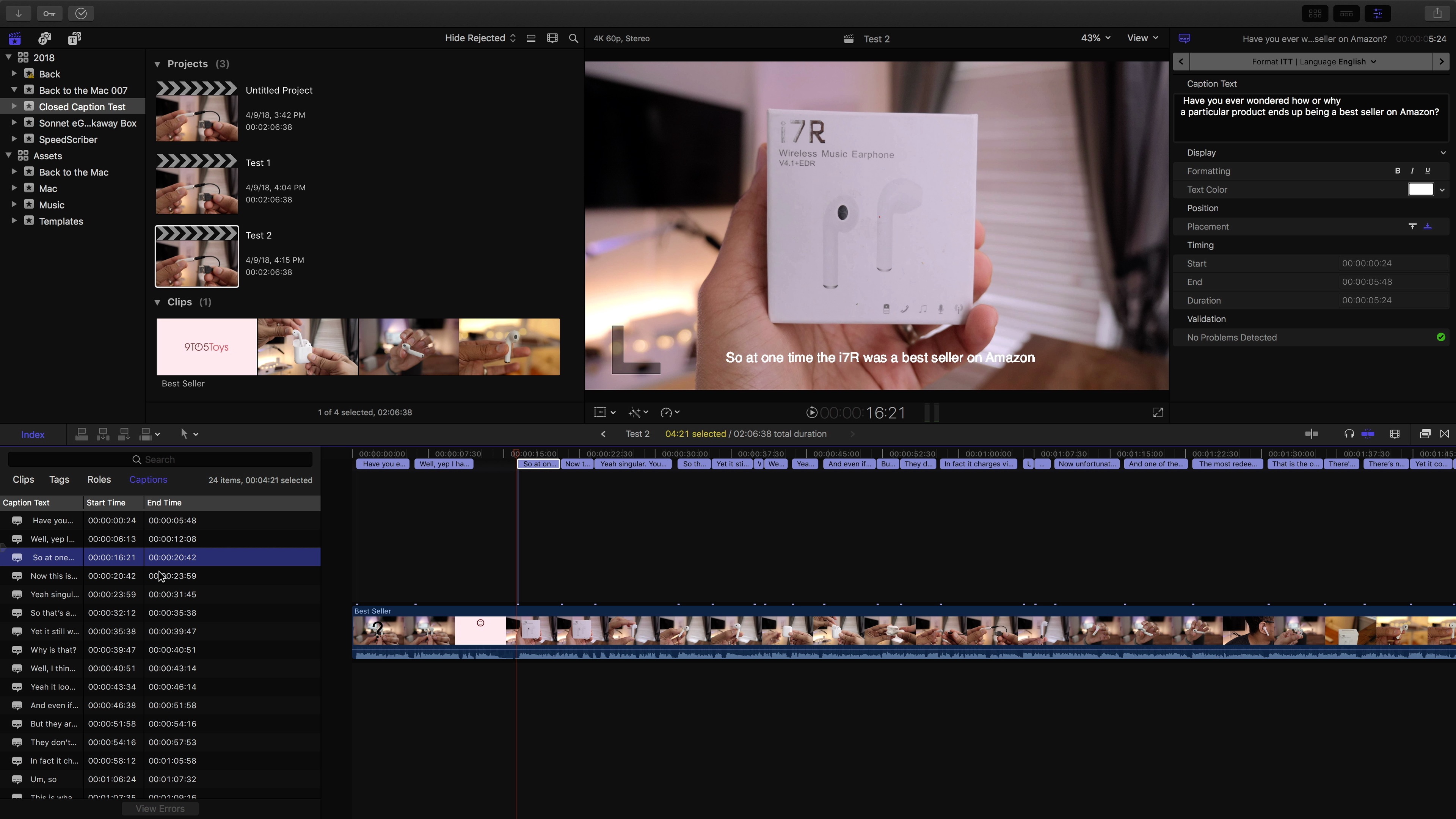 FCP X Tips 002: Closed captions in Final Cut Pro 10.4.1 [Video] - 9to5Mac