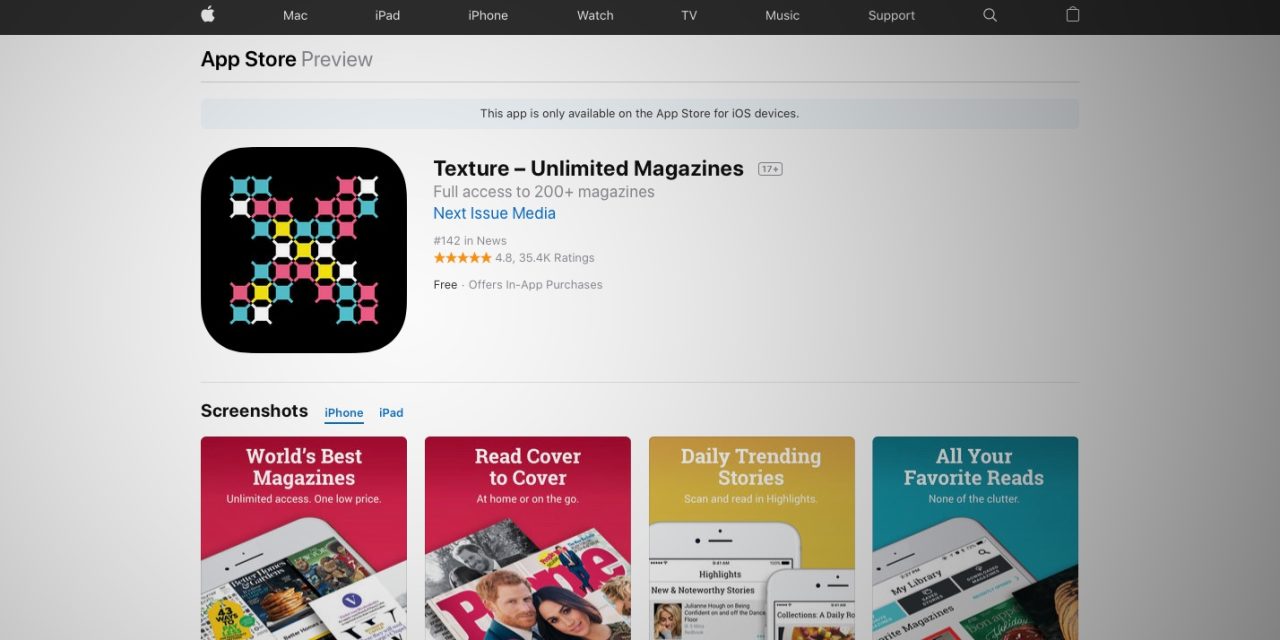 Texture app for iOS updated as Apple News subscription service looms ...