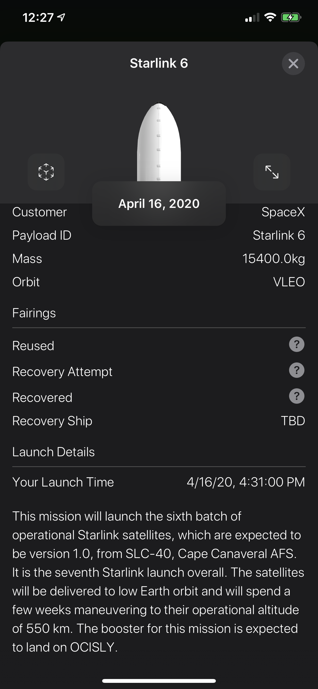 [Update: iPad support!] Pocket Rocket is a SpaceX launch tracker that puts spacecrafts in the ...