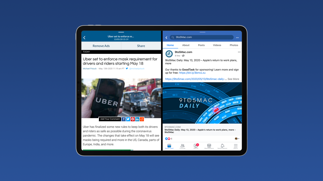 Facebook app for iPadOS updated with Split View and Slide Over ...