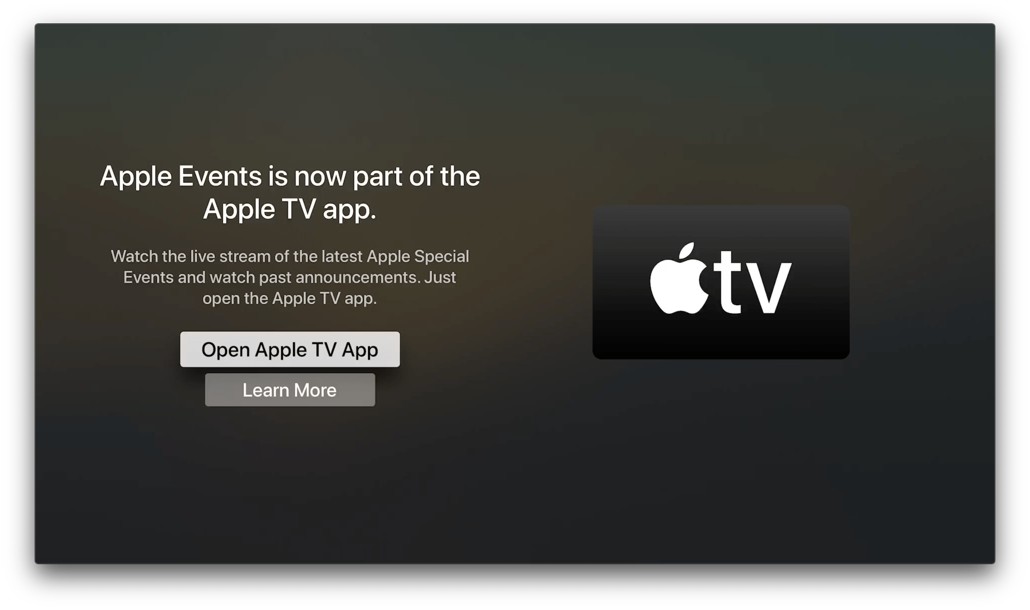 Apple Events app for tvOS migrates to TV app, adds support for 4K ...