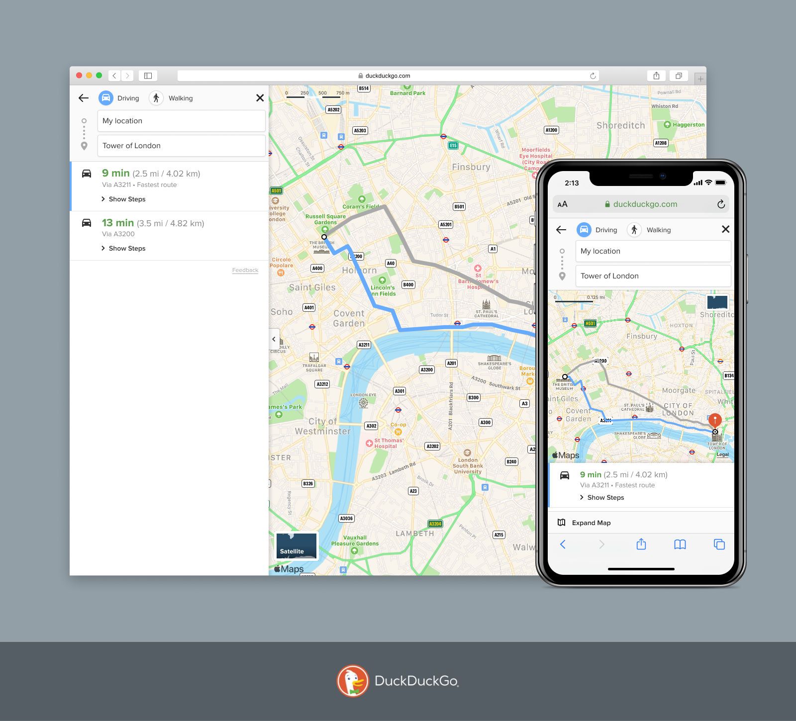 DuckDuckGo's privacy-focused Apple Maps integration gains driving and ...