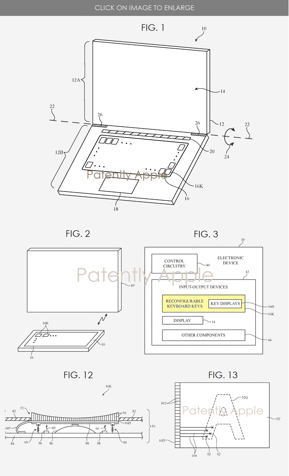 Apple patents 'reconfigurable' Mac keyboard with small display for each ...