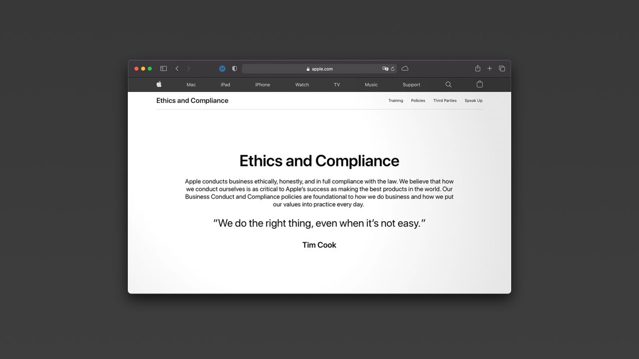 Apple debuts new ‘Ethics and Compliance’ webpage with details on ...