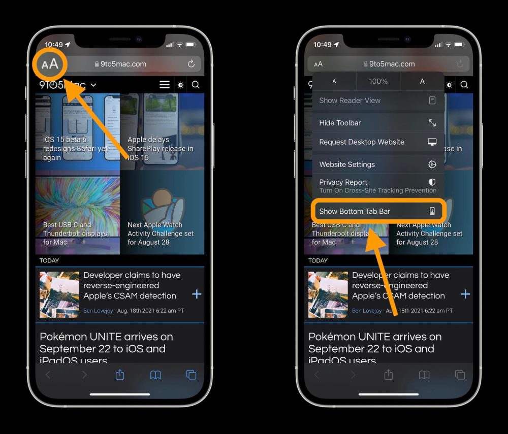 iOS 15 Safari address/search bar: How to change on iPhone - 9to5Mac