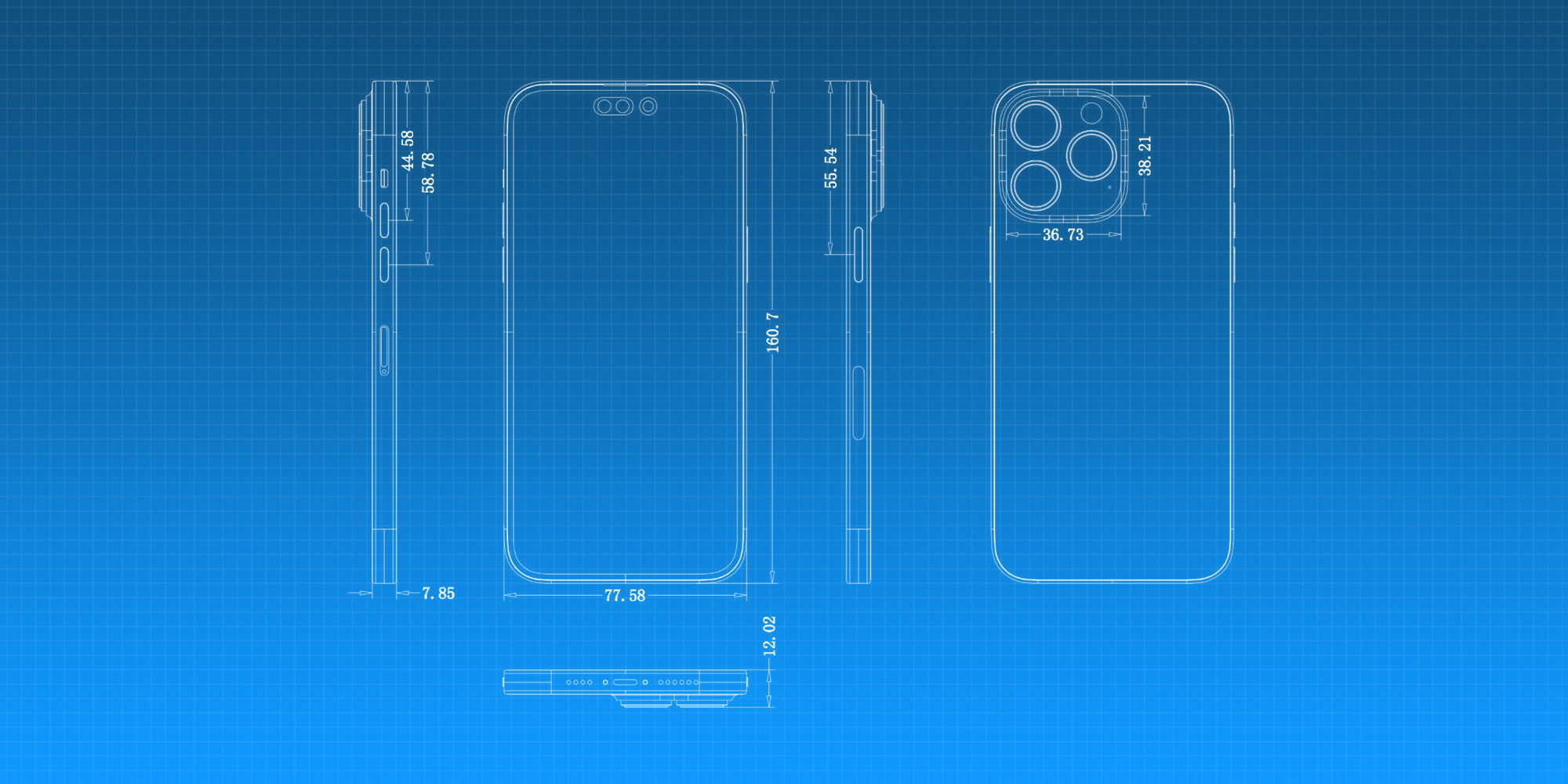 iPhone 14 Pro schematic shows camera bump, changes to the notch, more ...