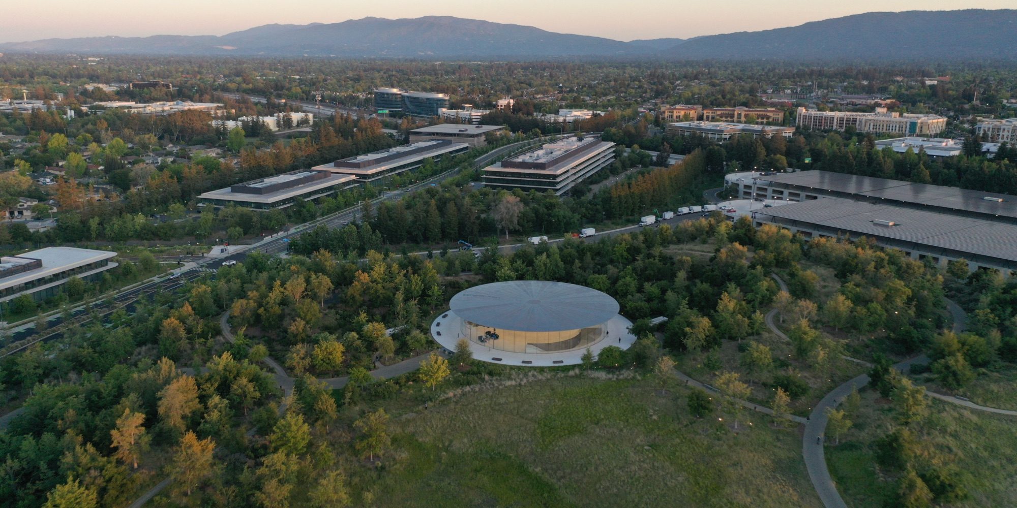 Apple Park drone photography captures return to office work at ...
