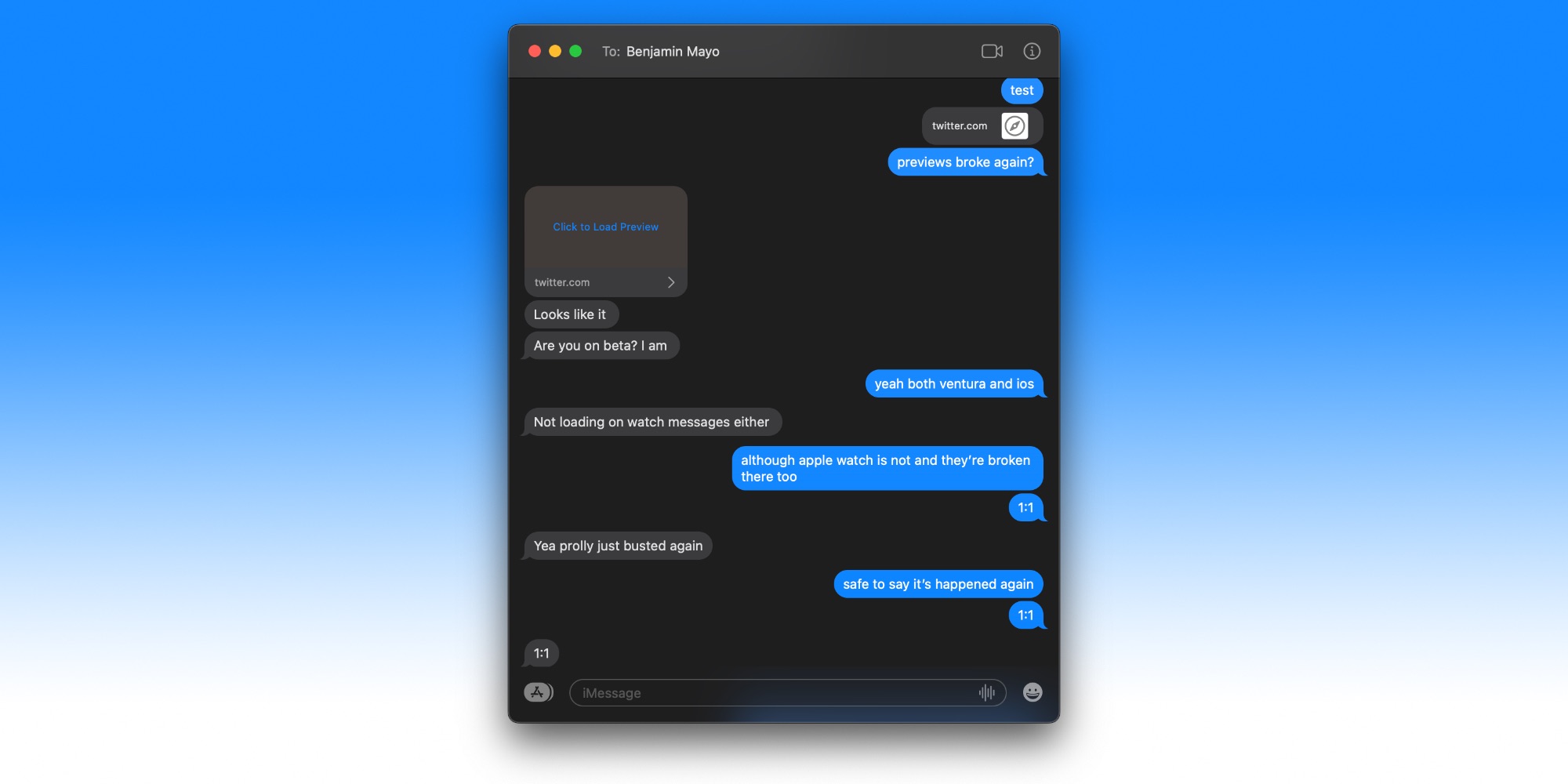 Twitter link previews broken on iMessage again