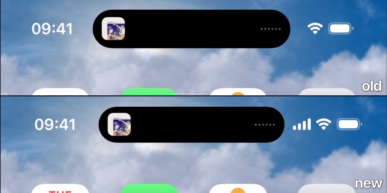 iOS 16.2 Dynamic Island keeps signal bars visible while playing music ...
