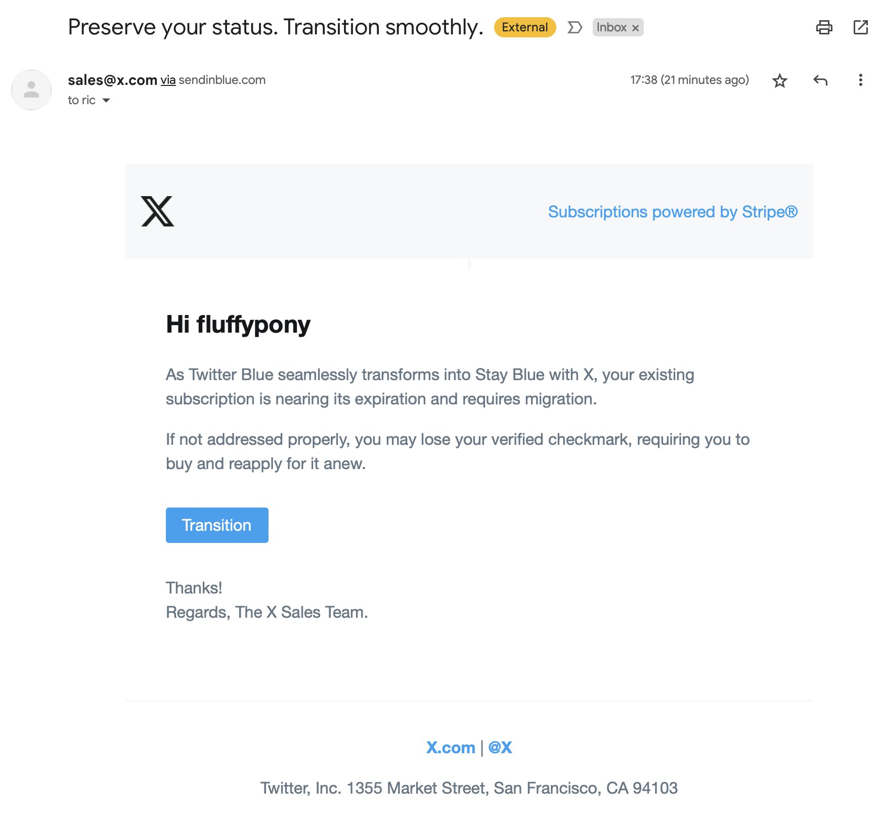 Beware: Tricky phishing email targeting Twitter Blue subscribers with X ...
