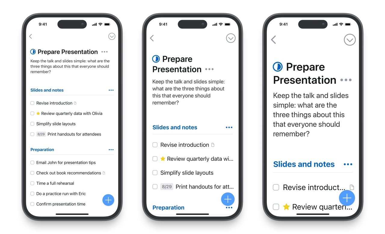 Things task manager adds adjustable text size with responsive layout on ...